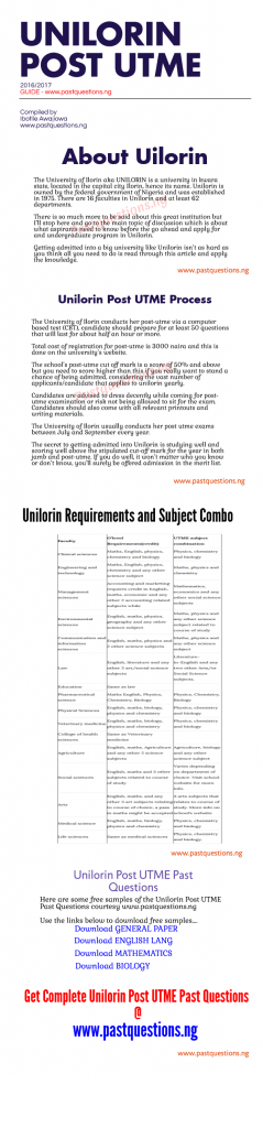 unilorin post utme infographics — pastQuestions.ng unilorin post utme infographics — pastQuestions.ng